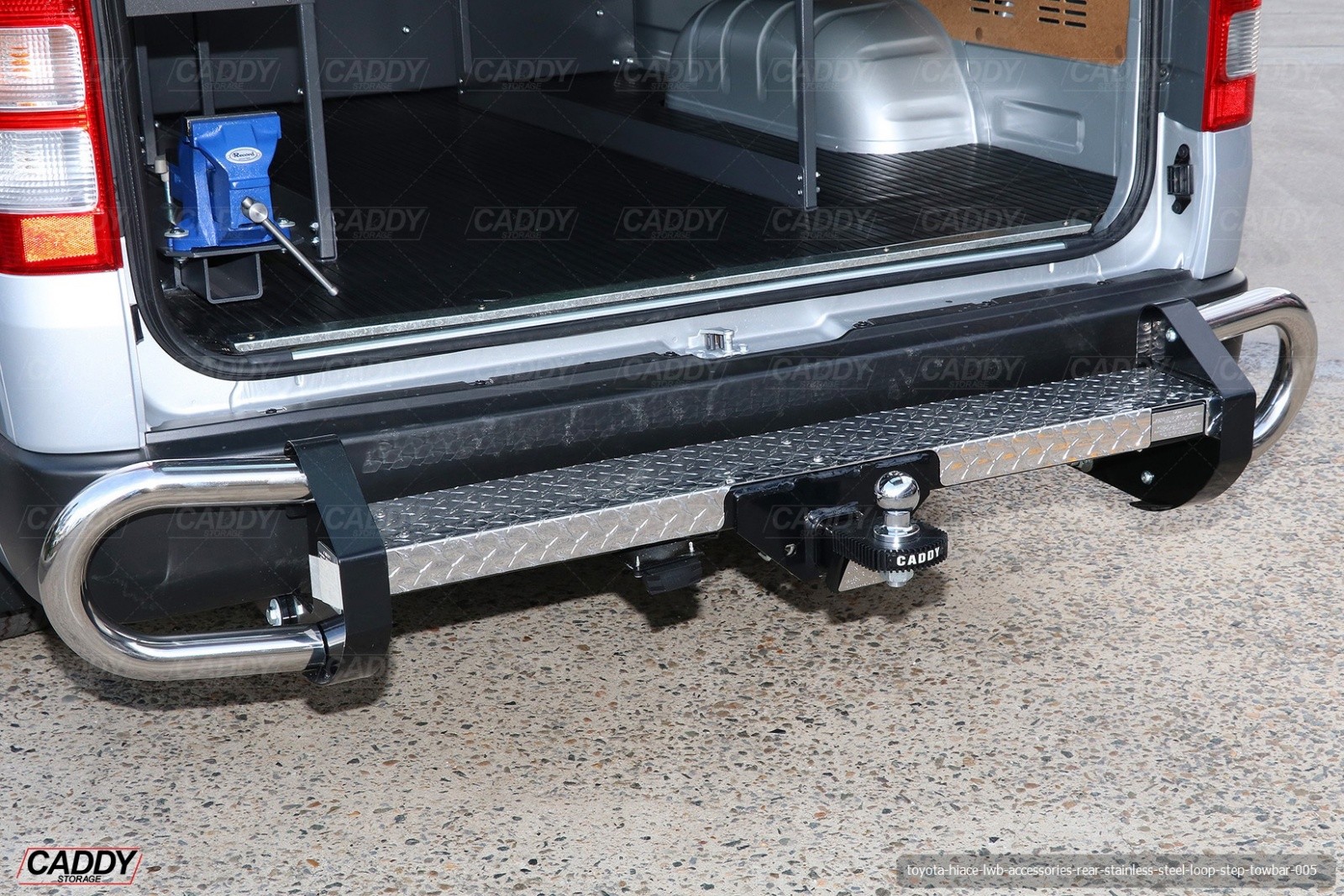 To Suit Toyota Hiace SLWB Stainless Steel Loop Step with Towbar - Caddy ...